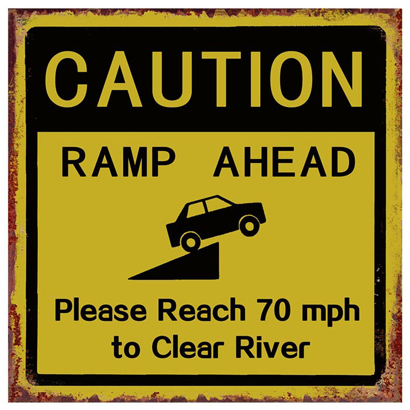 No.PH1952 Caution Ramp Ahead Road Sign Metal Wall Sign – Perry Group