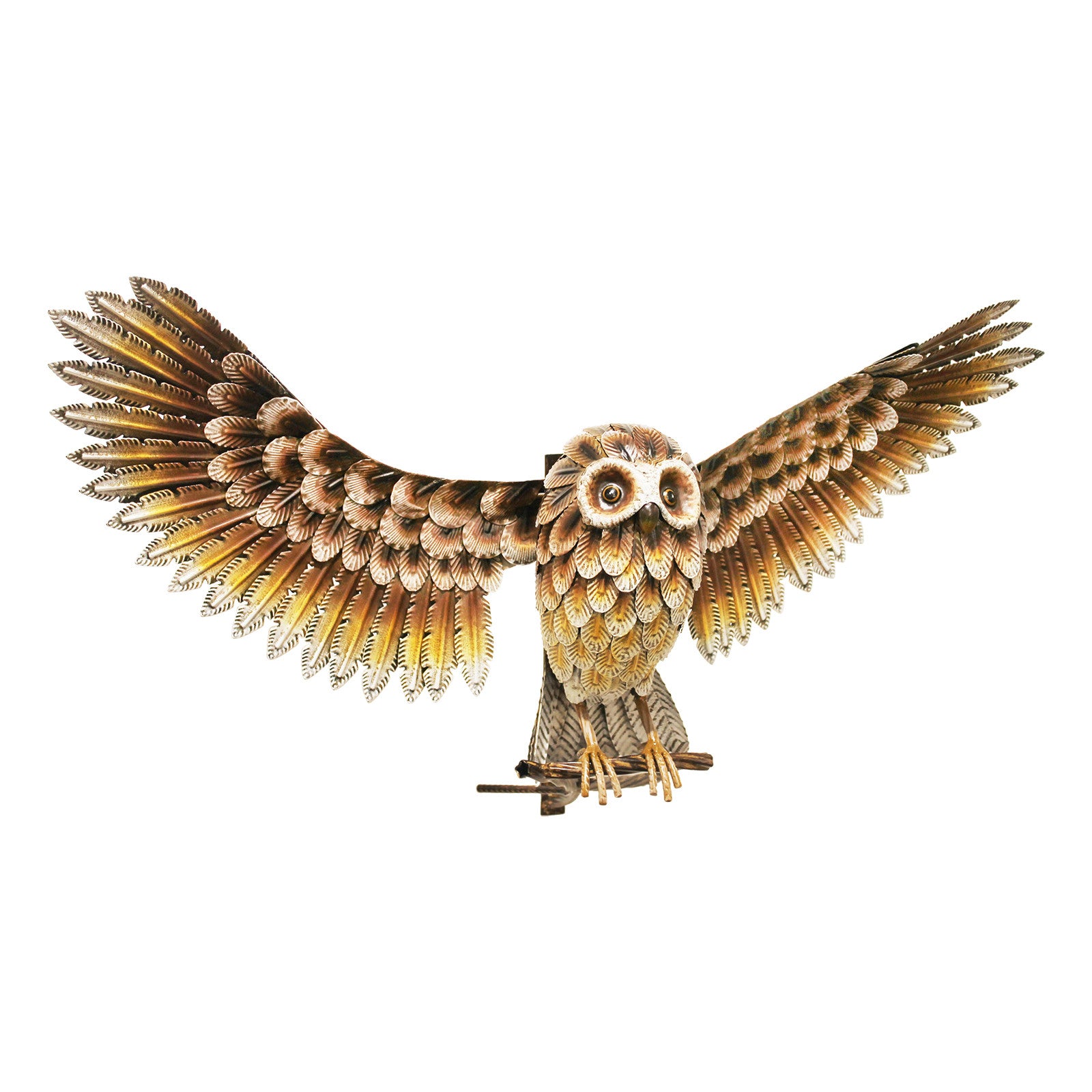No.PQ1840 Wall Mounted Metal Brown Owl with Wings Out – Perry Group